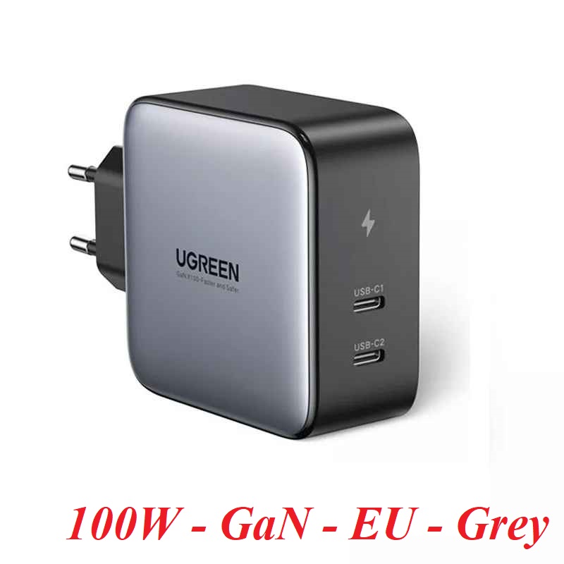 Ugreen 50327 100W 2c dual usb type c EU Plug Grey Smart Charger CD254 ...