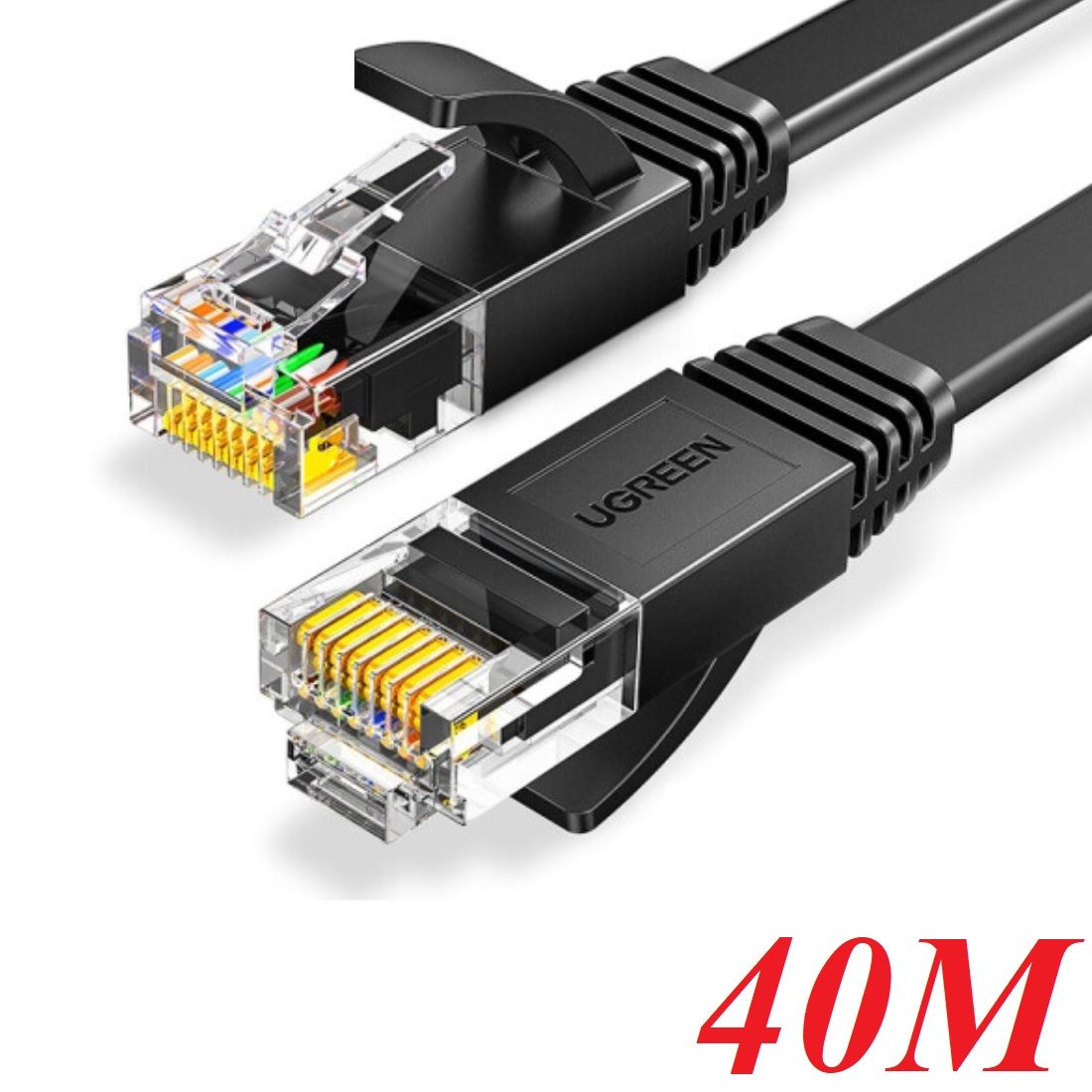 Ugreen 80101 40m flat CAT6 GIGABIT NETWORK UNSHIELDED cable BLACK nw102 ...