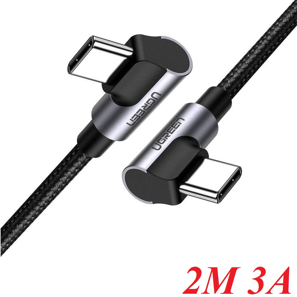Ugreen 70882 2M 3A 90 Degree Usb Type C 2.0 To Usb-C 2.0 90 Degree ...