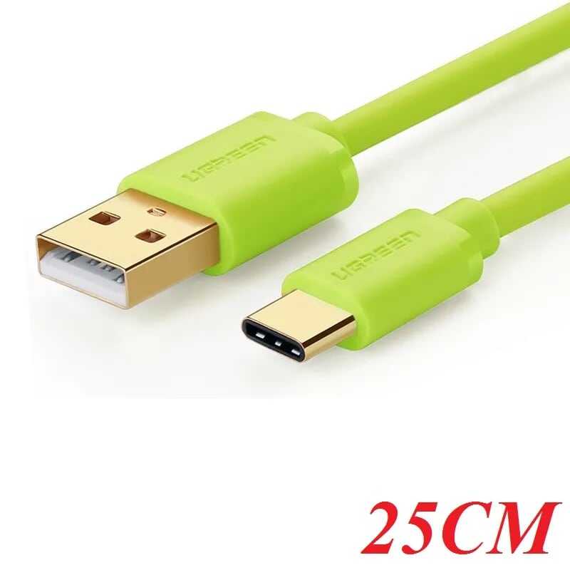 Ugreen 10659 25CM Green USB 2.0 Male to Type-C USB Data Sync Charging ...