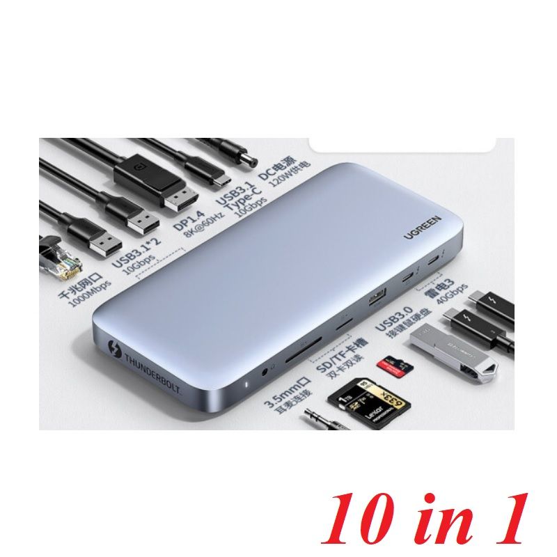 Ugreen 80547 2 x Thunderbolt3 docking daisy chain support to 8K 60Hz ...