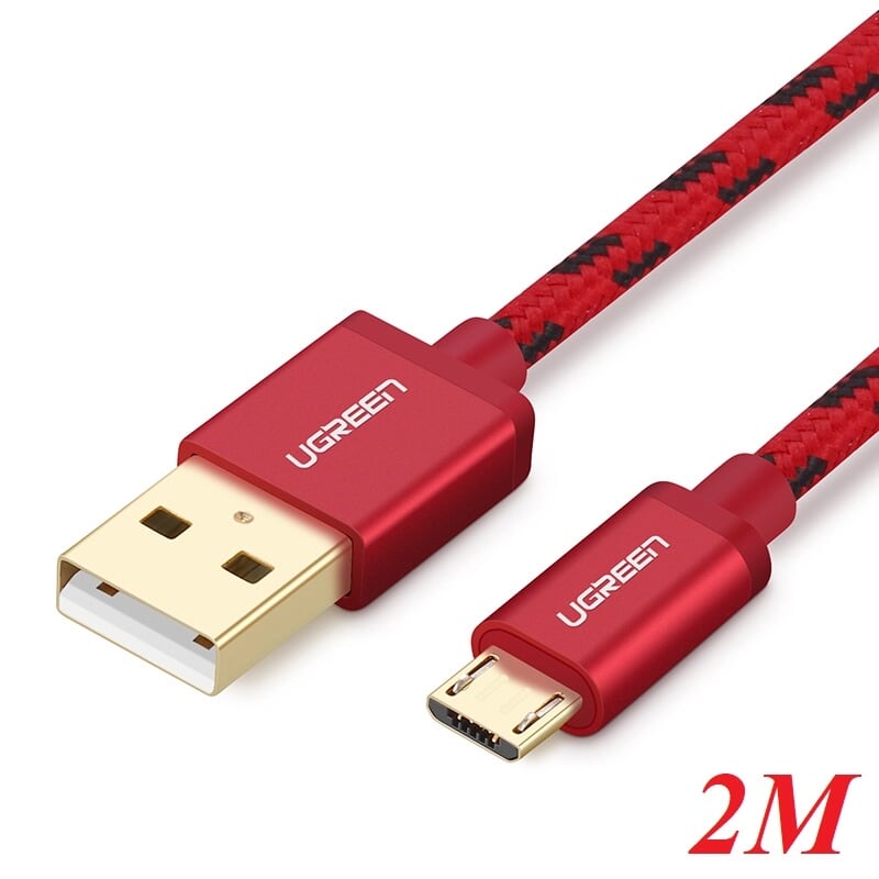 Ugreen 40459 - Micro USB 2.0 Data cable Army Green - Đỏ - 2M - US246