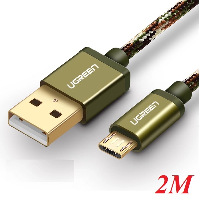 Ugreen 40886 - Micro USB 2.0 Data cable Army Green -Xanh là cây - 2M ...