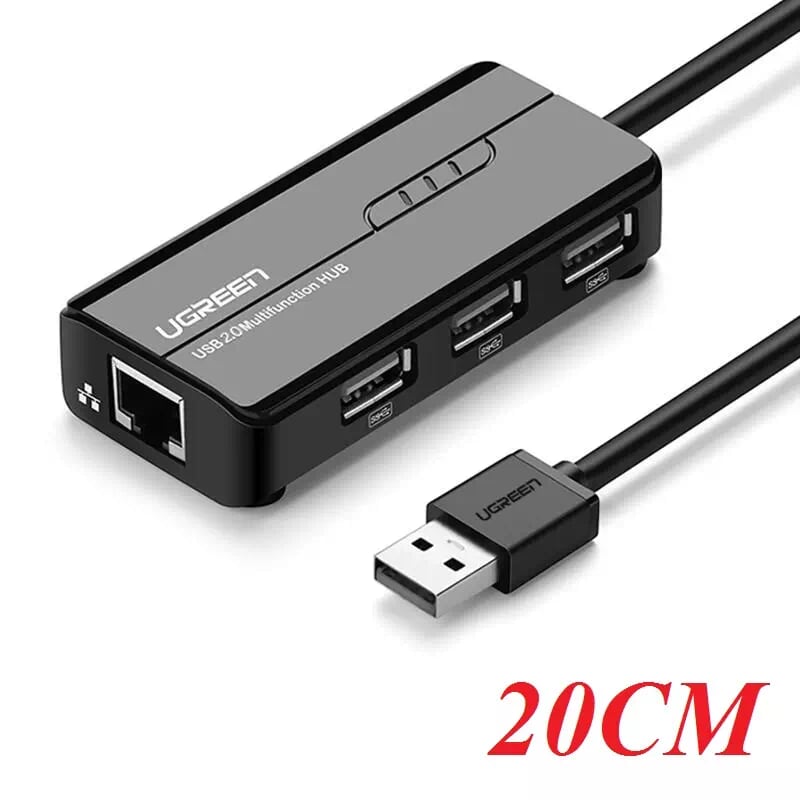 Ugreen 20264 Usb To Rj45 With Usb 2.0 Hub Black Cr103