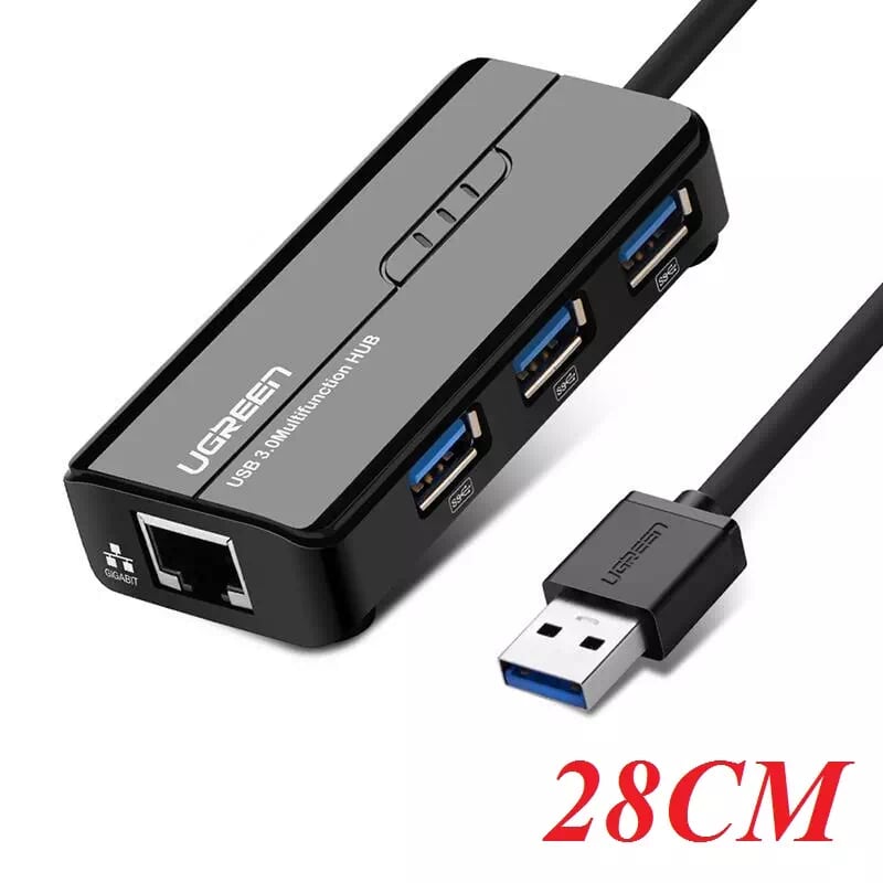 Ugreen 20265 Usb To Rj45 Gigabit With Usb 3.0 Hub Black Cr103